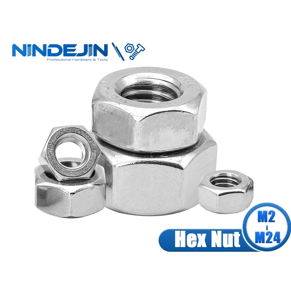 NINDEJIN Hex Nuts Metric DIN934 M2 M2.5 M3 M4 M5 M6 M8 M10 M12 M14 M16 M18 M20 M22 M24 Carbon ...