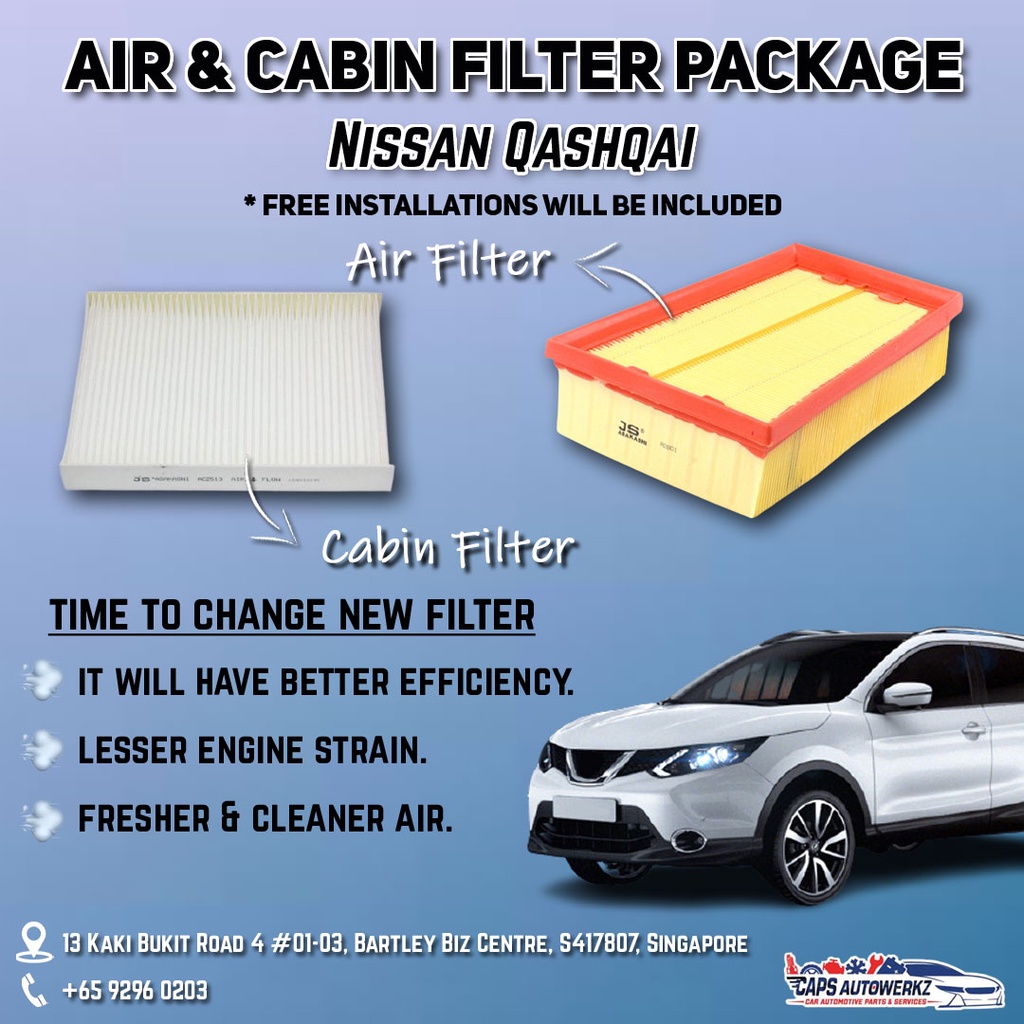 Nissan Qashqai Air And Aircon Filter Package Comes With Free ...