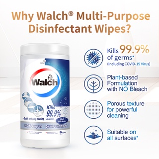 Walch® Multi-Purpose Disinfectant Wet Wipes 84pcs x 6 Rolls | Shopee ...