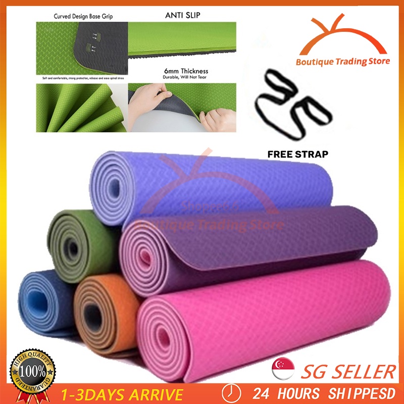 Roni Tpe Yoga Mat Yoga Mats Pilates Exercise Mat Thick 6mm Non Slip Mat ...