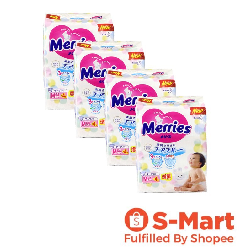 Merries Tape Diapers M68 - Carton of 2 packs | Shopee Singapore