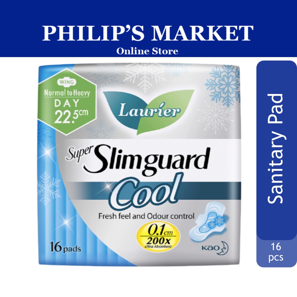 Laurier Super Slimguard Cool Sanitary Pads 225cm 16 pcs | Shopee Singapore