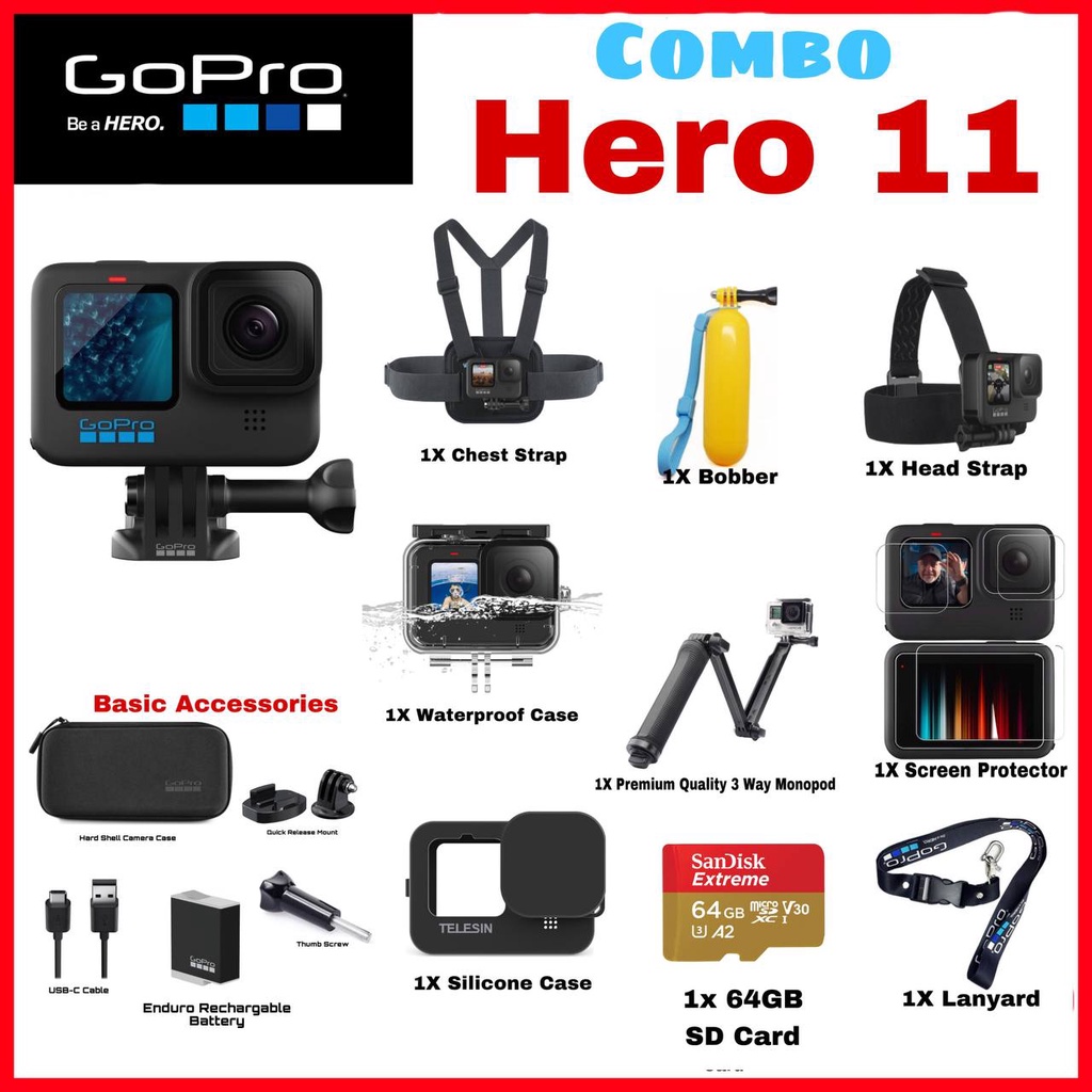 GoPro Hero 11/ Hero 10 / Hero 9 Black Action Camera COMBO / Local ...