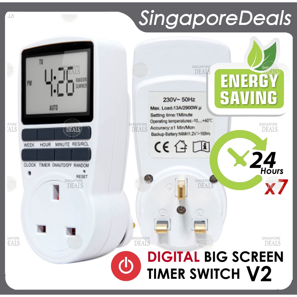 24 HOUR AC WALL PLUG DIGITAL TIMER SWITCH AUTO ON OFF | Shopee Singapore
