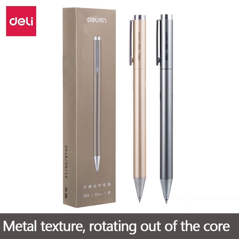Deli Metal Office Gel Pen Set 0.5 mm Black Ink Signing Pen Ballpoint ...