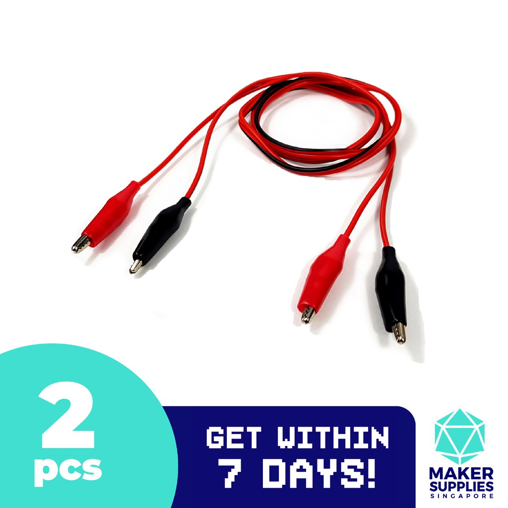 2 pcs / 1 pair 1m Crocodile Clip to Crocodile Clip Wire Test Leads ...
