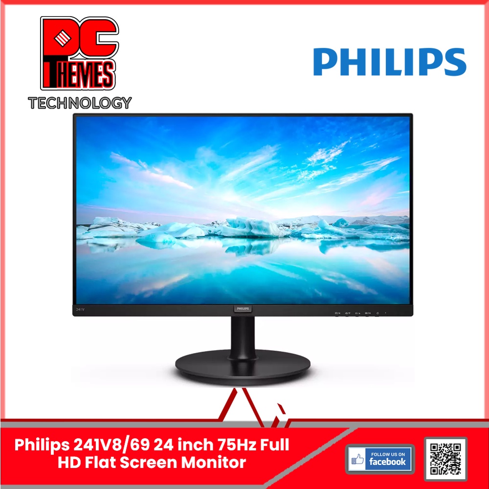Philips 241V8/69 24 inch 75Hz Full HD Flat Screen Monitor | Shopee ...