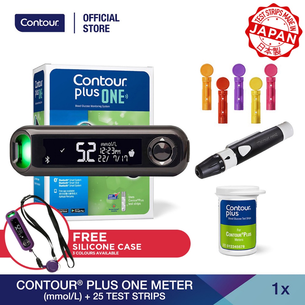 Contour Plus One Blood Glucose Meter (mmol/L) + 25 Test Strips | Shopee ...