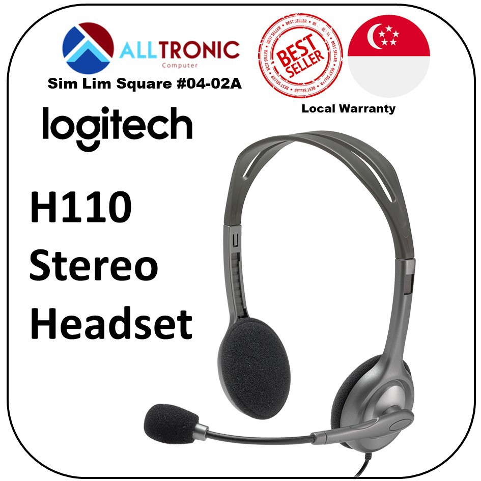 Logitech H110 Stereo Headset Black 3.5mm dual plug computer headset ...