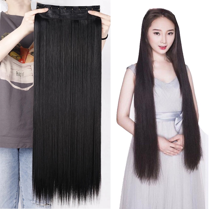 32Inch Hari Extensions Wigs Straight Clip In One Piece Heat Synthetic ...