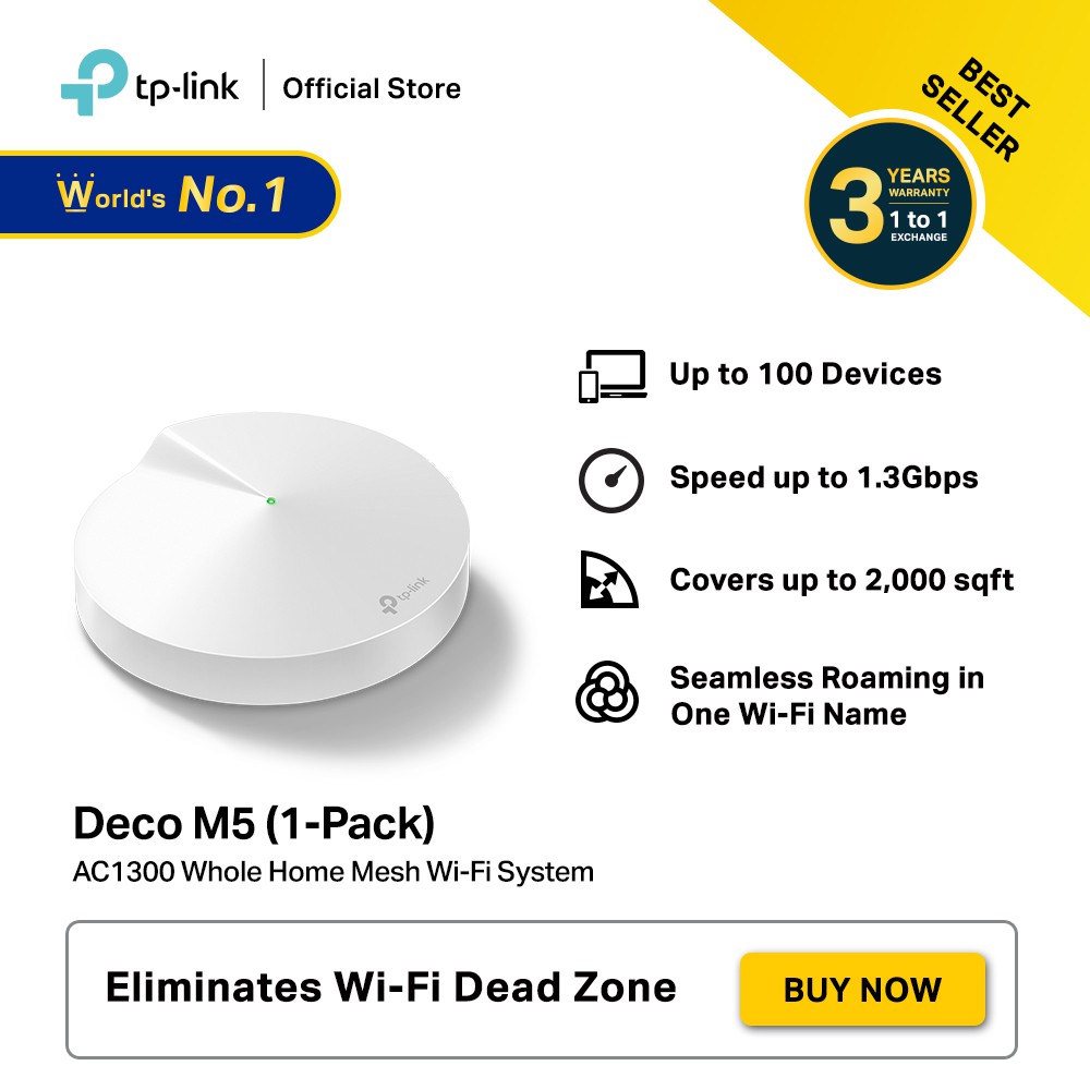 TP-LINK Deco M5(1-pack) AC1300 Dual Band Gigabit MU-MIMO WiFi Mesh ...