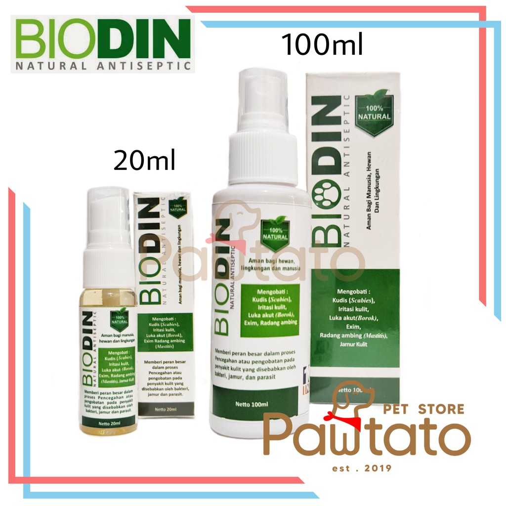 Biodin Antiseptic Spray 20ML 100ML Scabies Demodex Dog Cat Spray ...