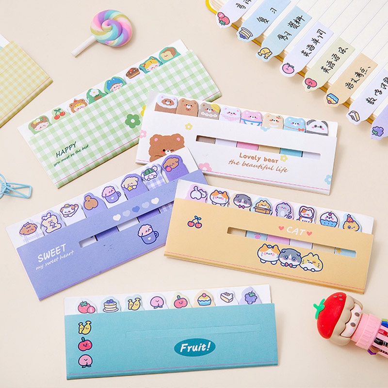 120 Sheets Cartoon Sticky Note Cute Tearable Label Sticker Student ...