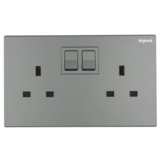 Legrand Galion Double Socket 2x13A Dark Silver | Shopee Singapore