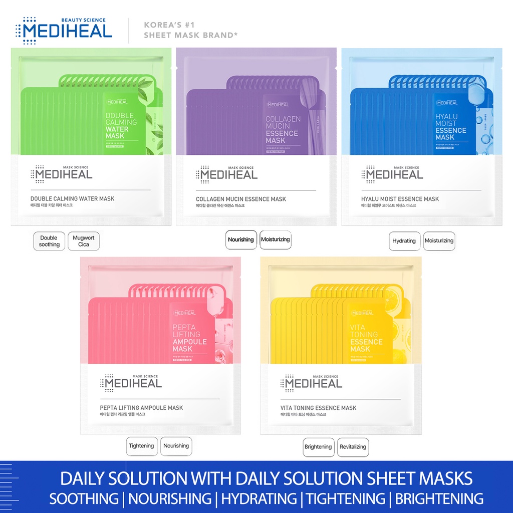 [MEDIHEAL Daily Solution Mask Sheet Pack,15s x 20ml [Double Calming ...