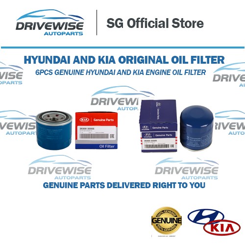 Hyundai and Kia Genuine Oil Filter (6PCS SET PART NO 26300-35505 ...