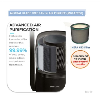 Mistral Bladeless Fan with Air Purifier & Remote Control [MBFAP250 ...