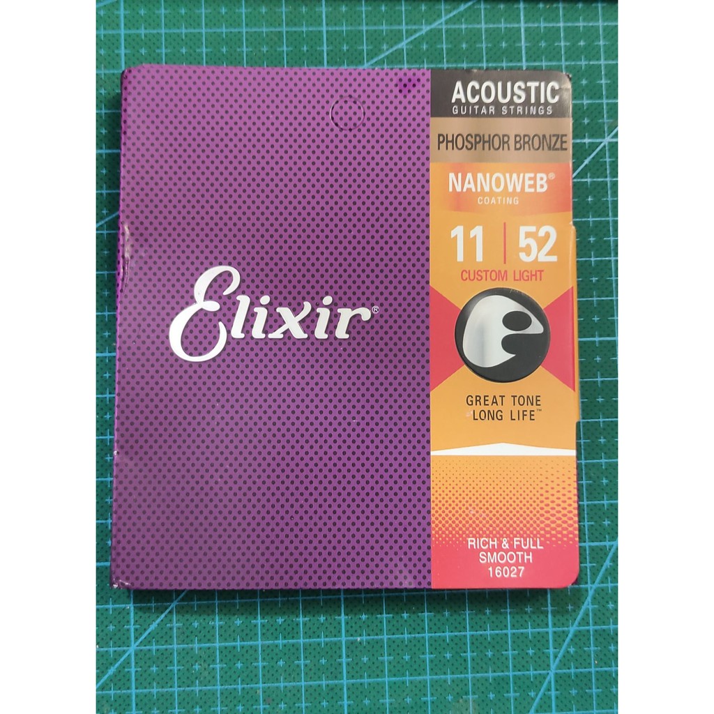 Acoustic Guitar Strings Elixir Nanoweb Polyweb 16027 | Shopee Singapore