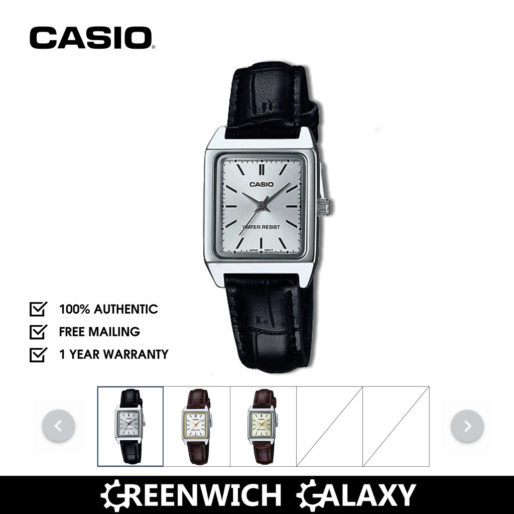 Casio Ladies Rectangular Leather Watch (LTP-V007 Series) | Shopee Singapore