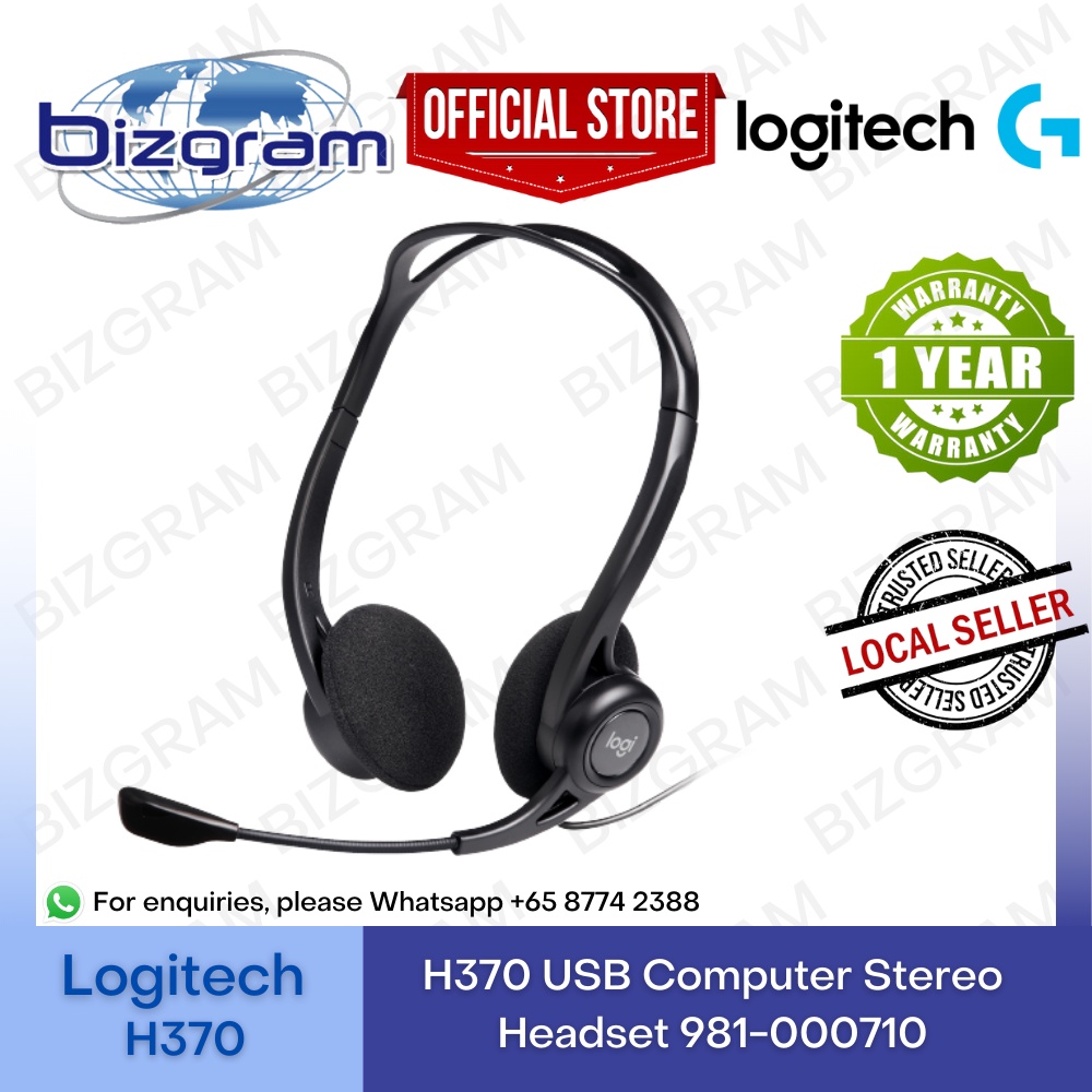 Logitech H370 USB Computer Stereo Headset 981-000710 1-Year SG Warranty ...