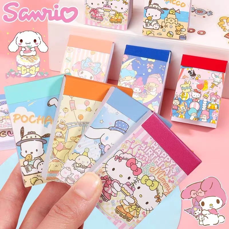 Sanrio Mini Sticker Book Cute Kuromi Washi Paper Stickers DIY Notebook ...