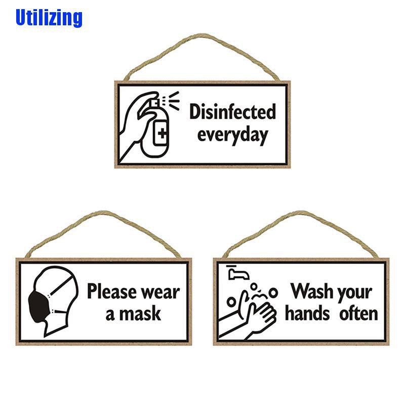 UTZN Wood Signs Please Wear Mask Warning Handwashing Indoor Outdoor ...