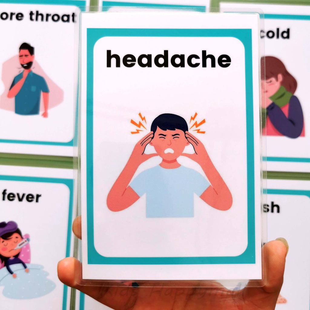 English flash cards 2 to 8 years sickness and health Early learning ...