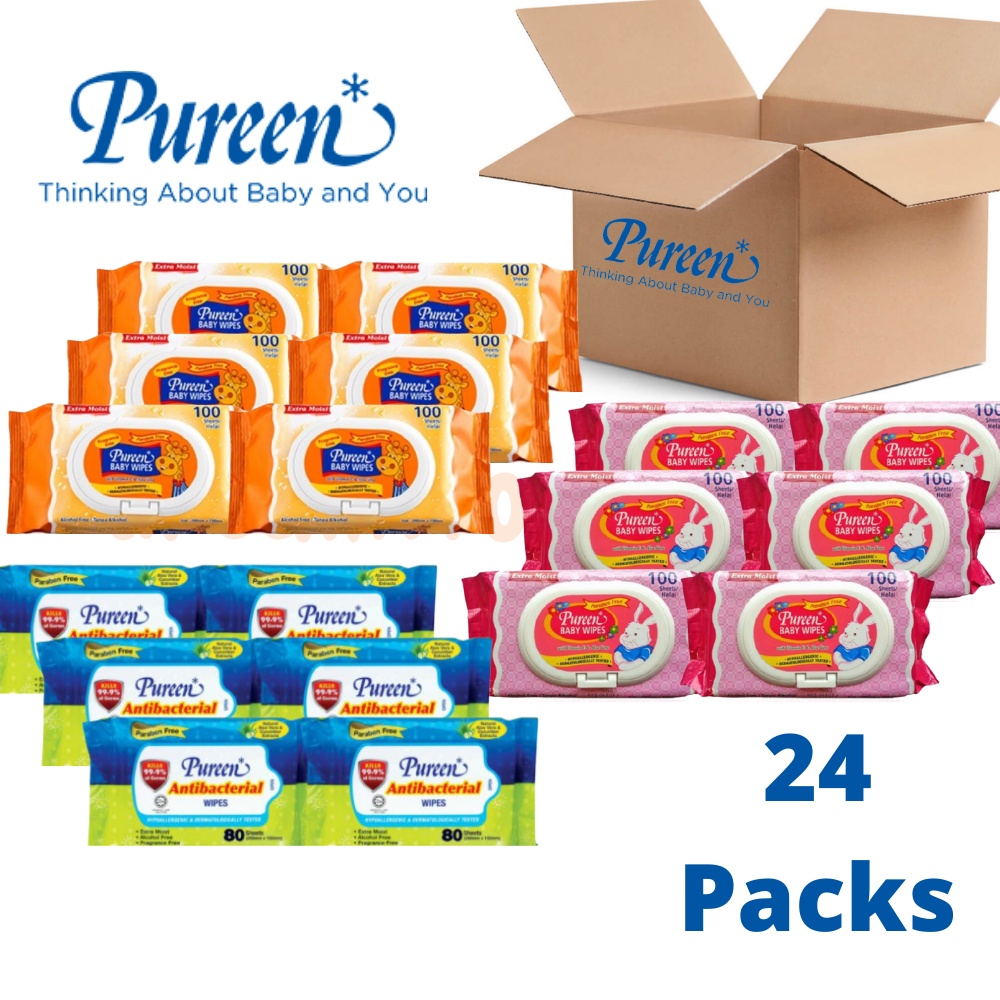 Pureen Baby Wipes Fragrance Free Pink Scented Anti-Bacterial Baby wet ...