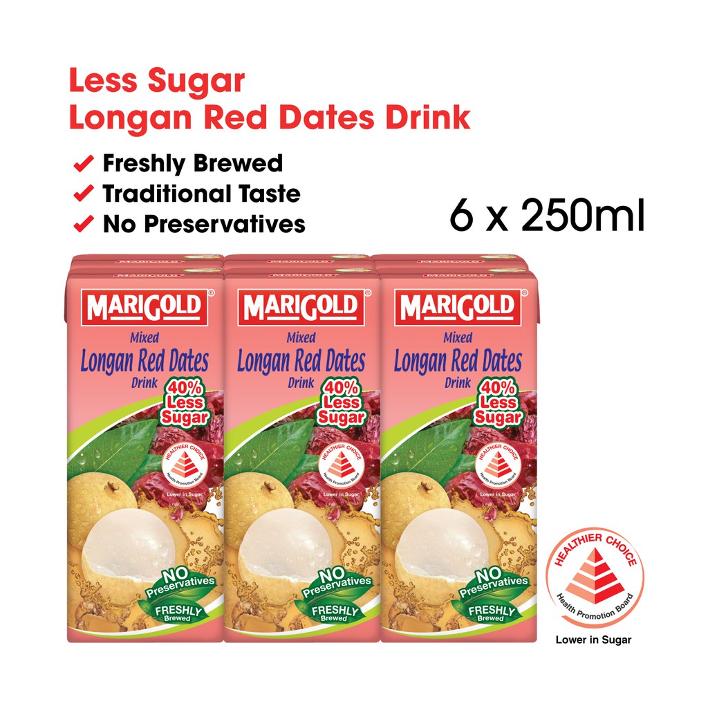 Marigold Asians Drinks LS Longan Red Date 6's x 250Ml (Halal) | Shopee ...