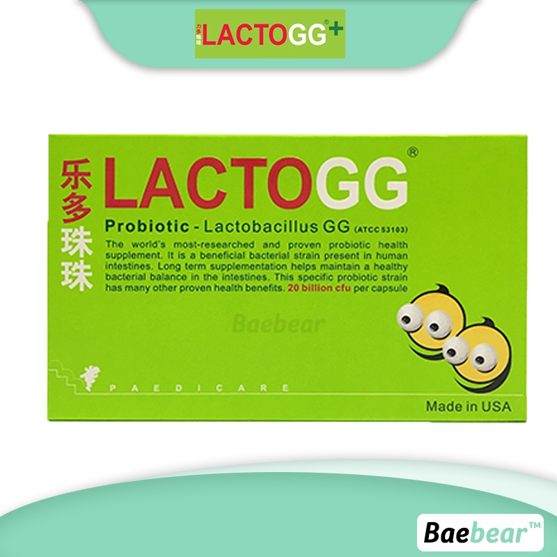 LACTOGG Probiotic Lactobacillus GG 30 Capsules [BaeBear.sg] | Shopee ...