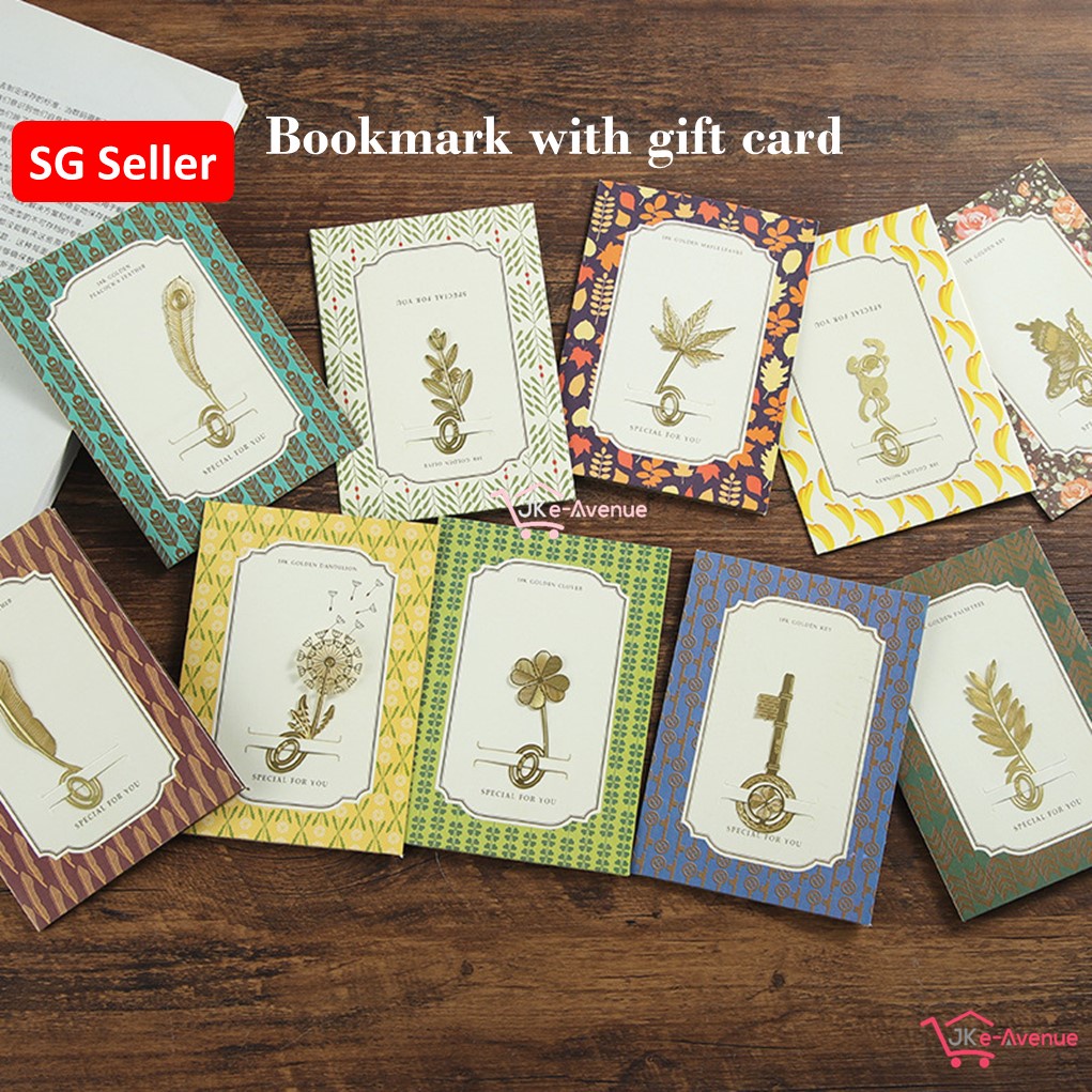 Gold Metal Bookmark Clip with Greeting Gift Card for Teachers Children ...