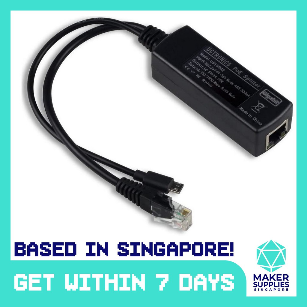 UCTRONICS PoE Splitter Gigabit 5V Micro USB Power and Ethernet to ...