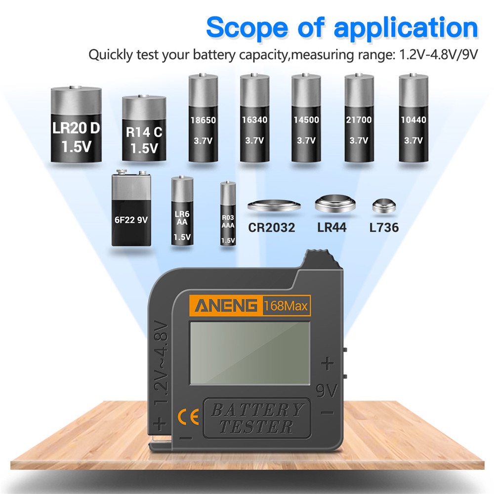 168Max Digital Lithium Battery Capacity Tester Universal Test Checkered ...