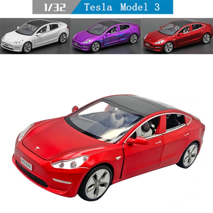 1:32 Tesla MODEL 3 Die-Cast Vehicles Alloy Car Model Sound and Light ...