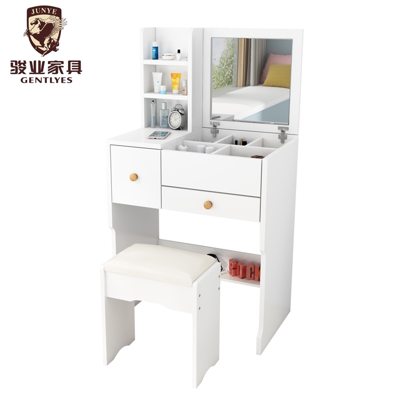 Dressing table with mirror additional makeup stool clamshell makeup ...