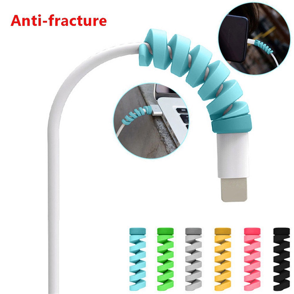 5xCandy Phone Cable Protector Cable Winder Cord Bite Spiral Wire Cover ...