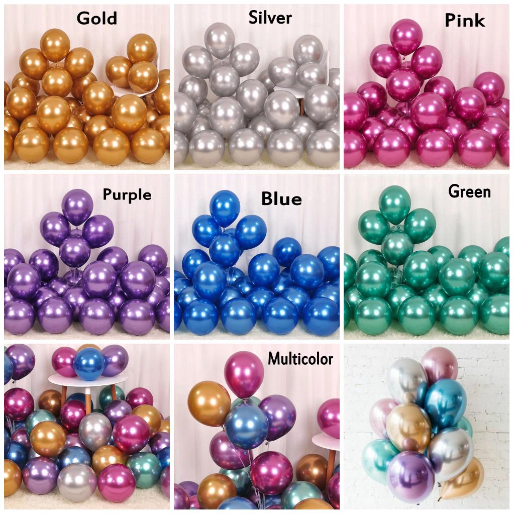 50pcs 12Inch Colourful Latex Helium Balloons Pearl Crystal Metallic ...