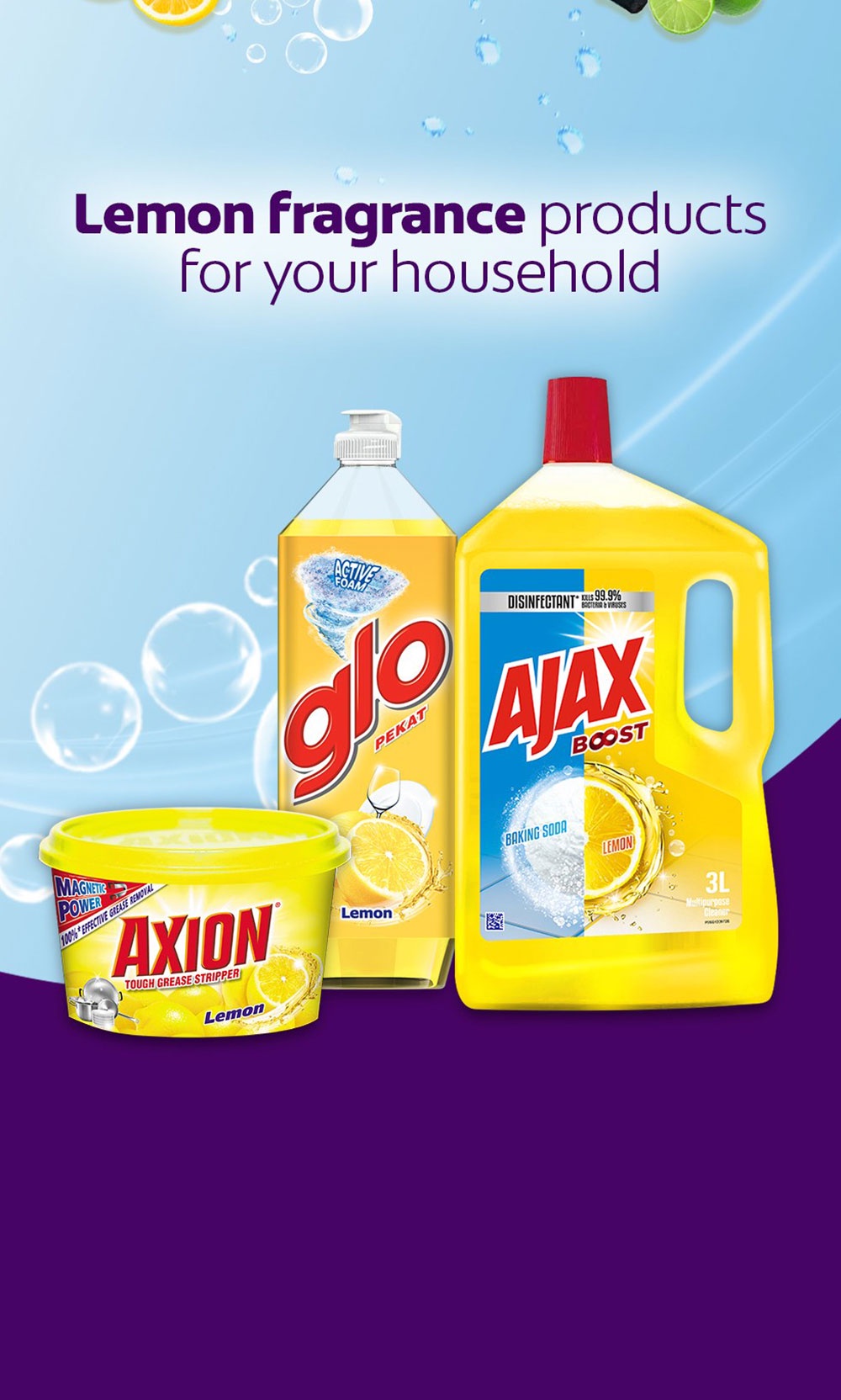 Ajax Boost Lemon & Baking Soda Disinfectant Multi Purpose Floor Cleaner ...