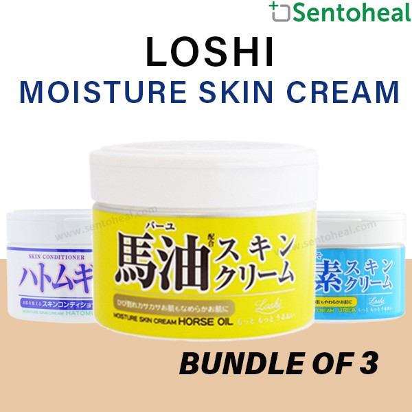Loshi Horse Oil Moisture Skin Cream/ Hatamugi/ Urea *Bundle of 3 ...