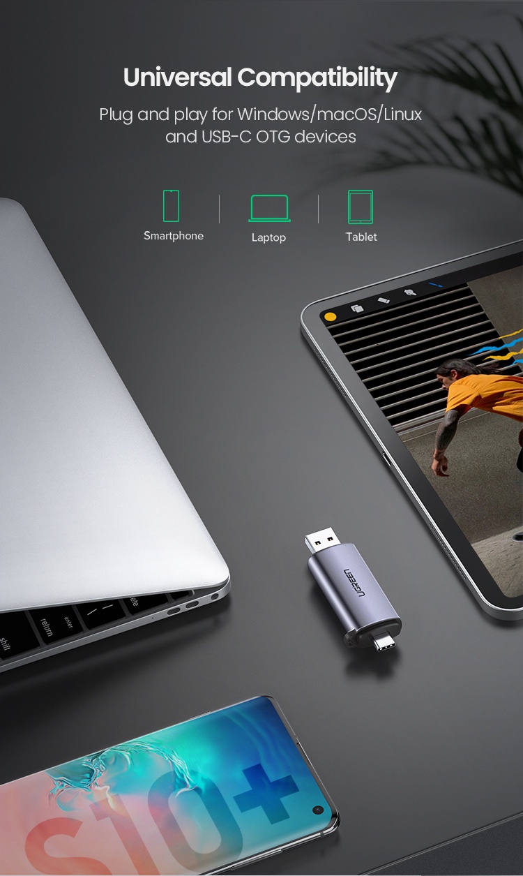 UGREEN USB 3.0 Type C Card Reader SD Micro SD TF OTG Smart Memory Card ...