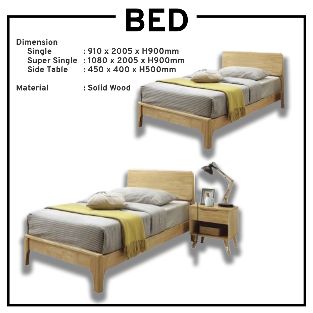 Solid wood bedframe / single size bedframe / wooden bedframe | Shopee ...