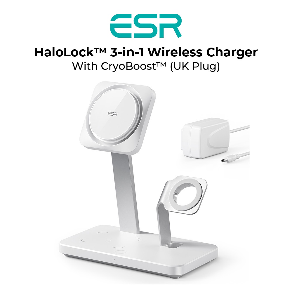 ESR HaloLock 3-in-1 Wireless Charger with CryoBoost (UK Plug) | Shopee ...