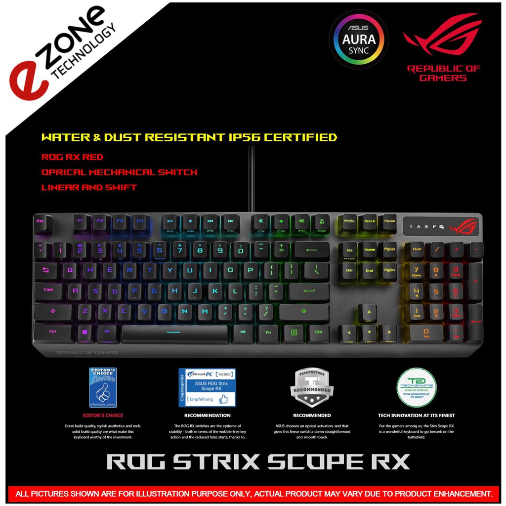 Asus ROG Strix Scope RX Optical Mechanical Gaming Keyboard - ROG RX RED ...