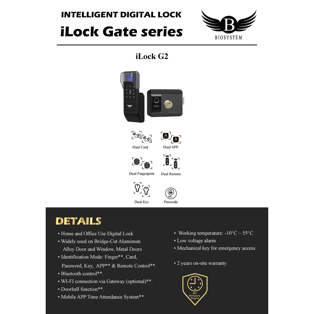 Biosystem Digital Gate Lock - iLock G2 | Shopee Singapore