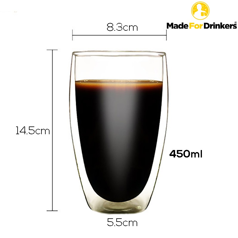 450ml Borosilicate Double Wall Glass Cups , Double Wall Mug , Coffee ...