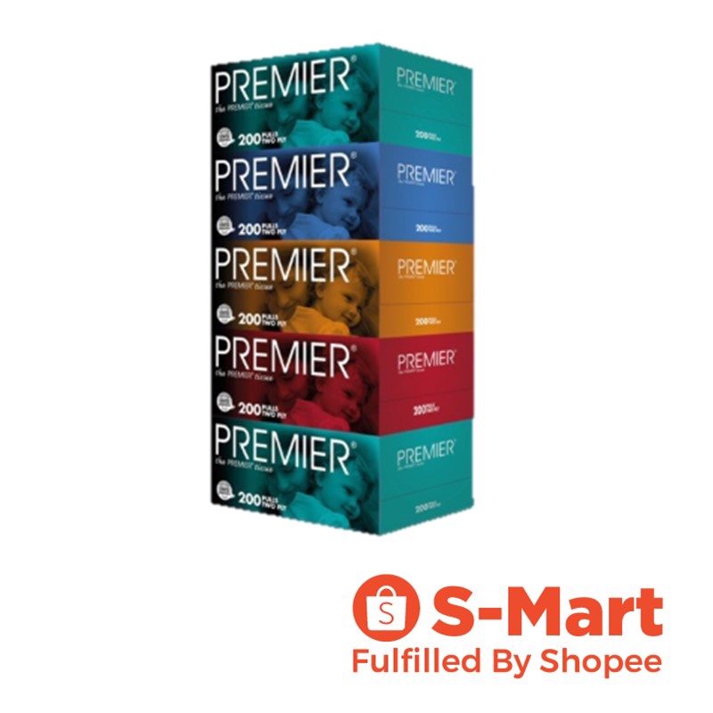 Premier 2ply Classic Facial Tissue 200pc, Pack of 5 | Shopee Singapore