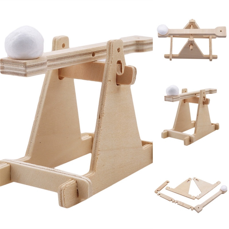 DIY Trebuchet Model Toy Wooden Catapult Vehicle Kits Kids Physical ...
