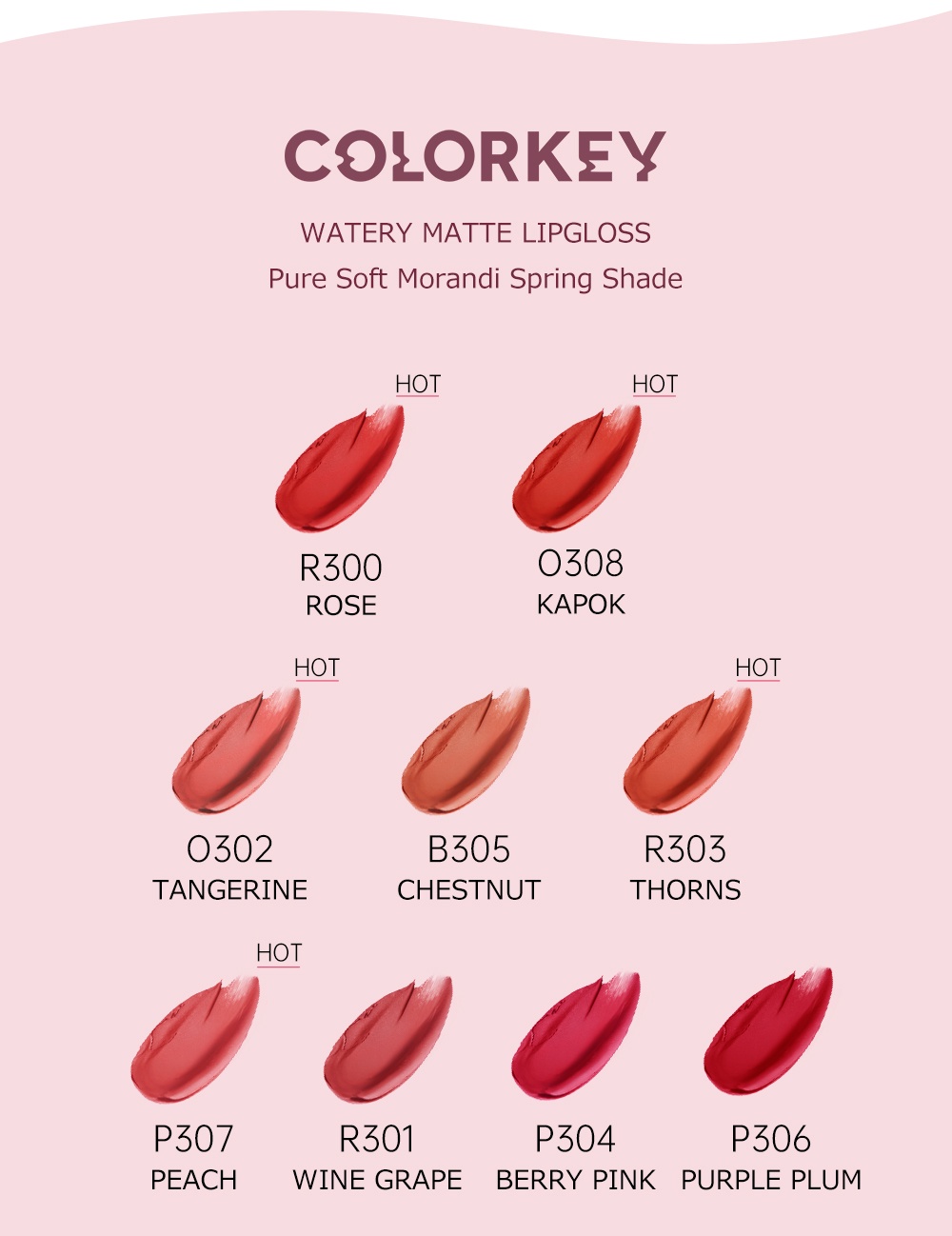 Colorkey Watery Matte Lipgloss Waterproof Non-stick Liquid Lipstick Lip ...