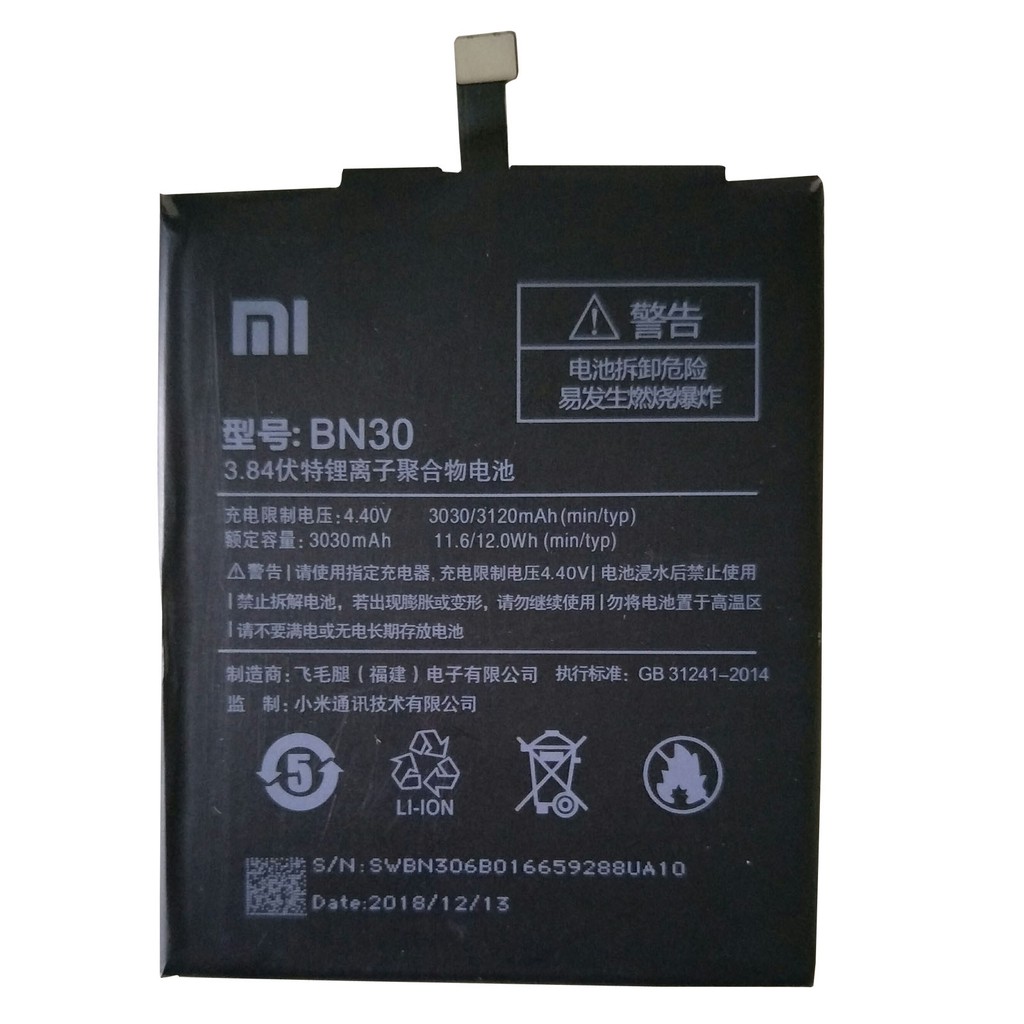 Xiaomi Redmi 4A Battery BN30 3120mAh Capacity | Shopee Singapore