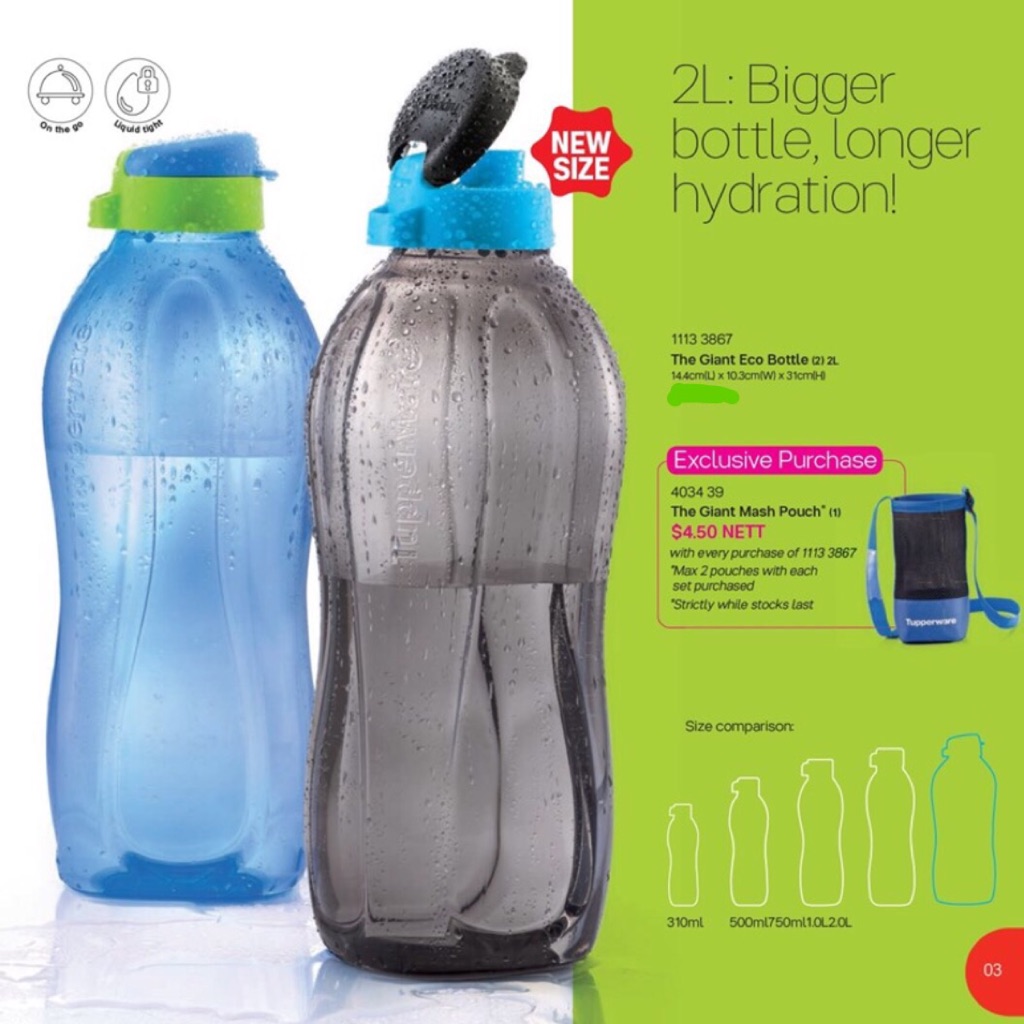 Tupperware 2L Giant Eco Water Bottle | Shopee Singapore